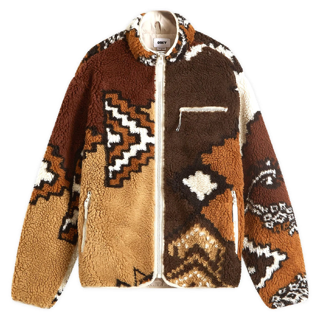 Moroccan Rug Sherpa Jacket in Brown Multi by Obey Clothing | Bored of ...