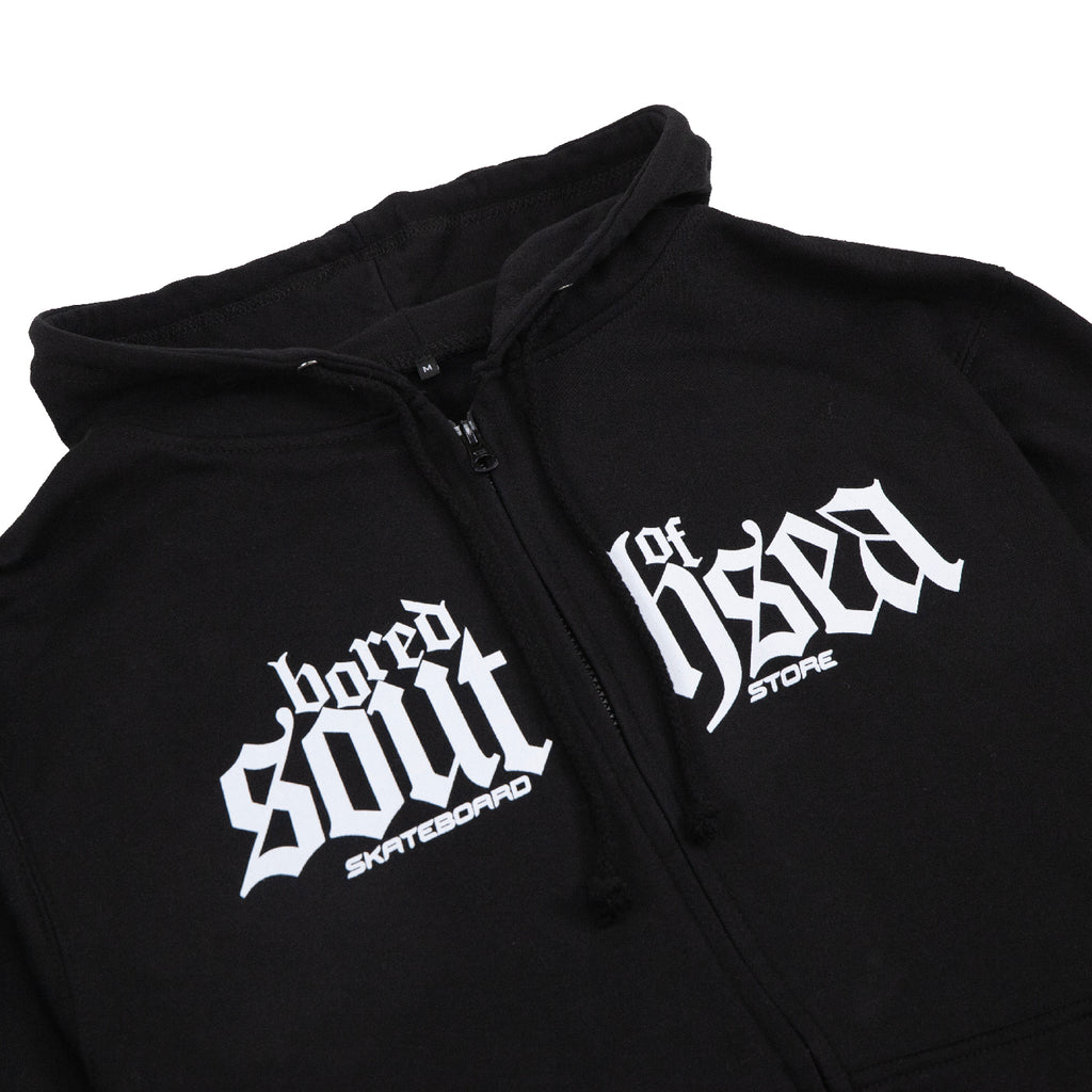 Gothic Zip Hoodie in Black by Bored of Southsea | Bored of Southsea