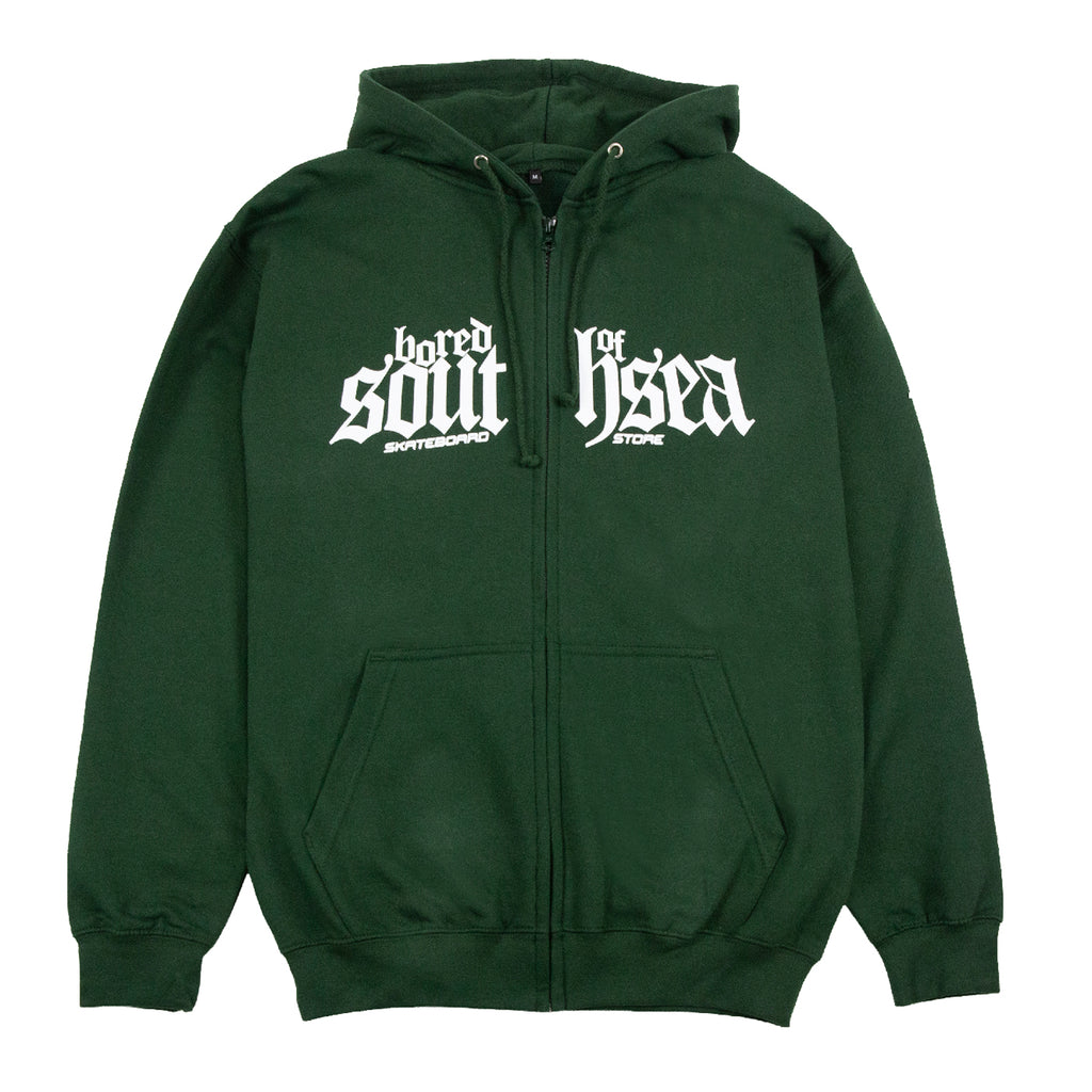 Gothic Zip Hoodie in Forest Green by Bored of Southsea | Bored of Southsea