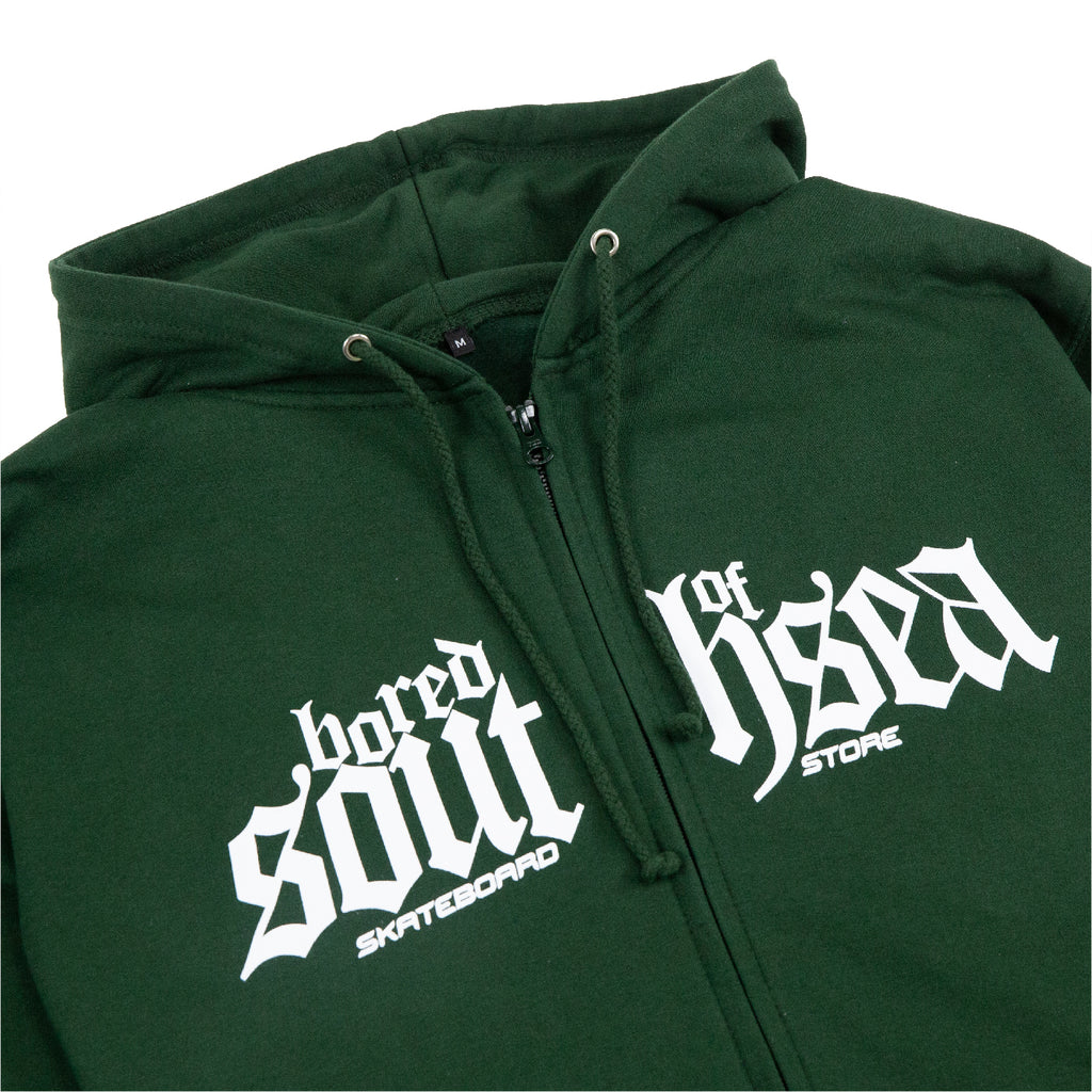 Gothic Zip Hoodie in Forest Green by Bored of Southsea | Bored of Southsea