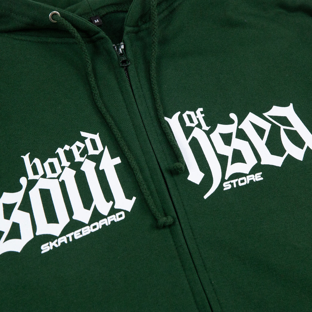 Gothic Zip Hoodie in Forest Green by Bored of Southsea | Bored of Southsea